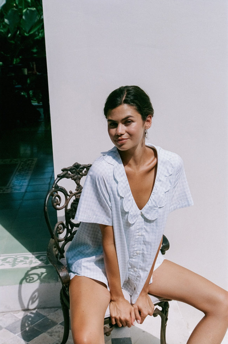 Penelope Sleep Set - Gingham Pale Blue – Piyama