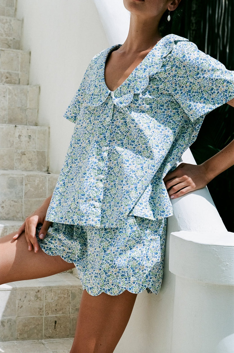 Penelope Sleep Set - Floret Blue – Piyama