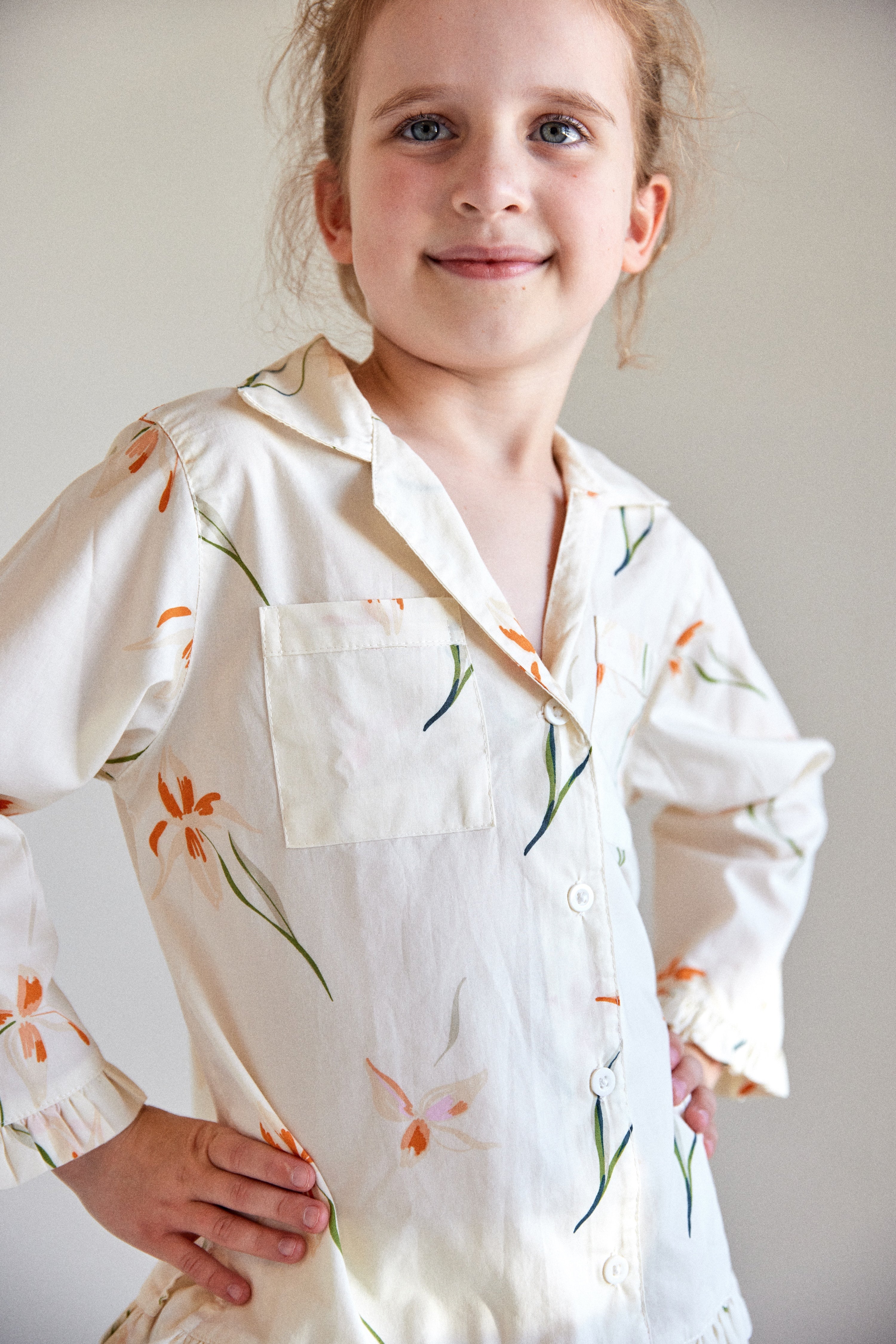 Girls Felicity Frill Set - Long - Cotton Modal - Lily – Piyama