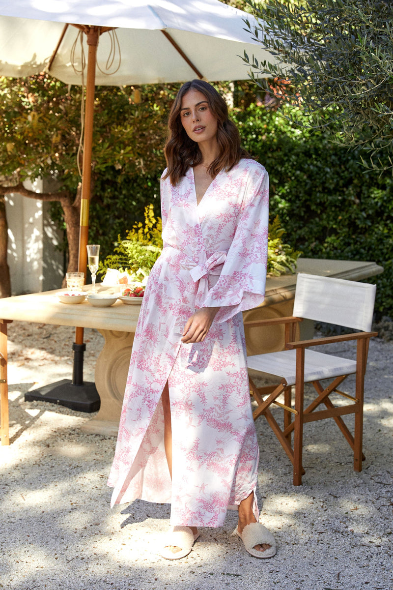Alice Kimono Robe - Long - Summer Toile - Pink – Piyama