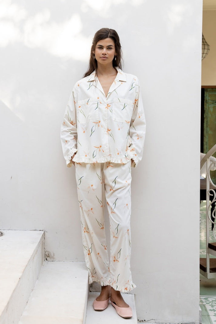 Felicity Frill Set - Long - Cotton Modal - Lily – Piyama