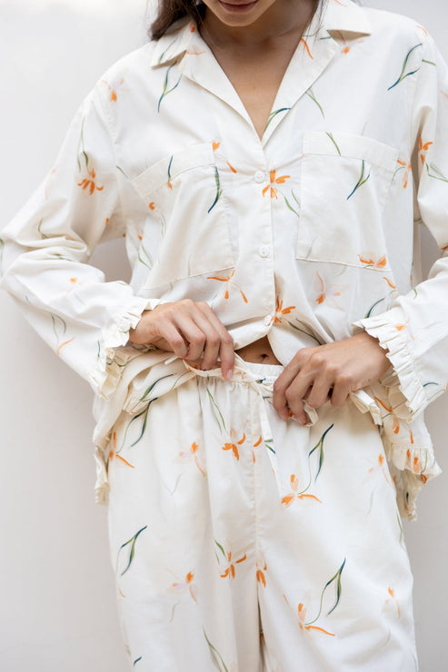 Felicity Frill Set - Long - Cotton Modal - Lily – Piyama