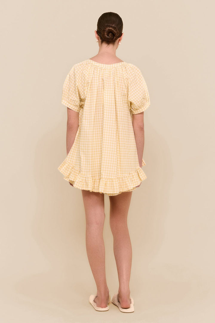 Sophie Sleep Set - Cotton - Gingham Yellow – Piyama