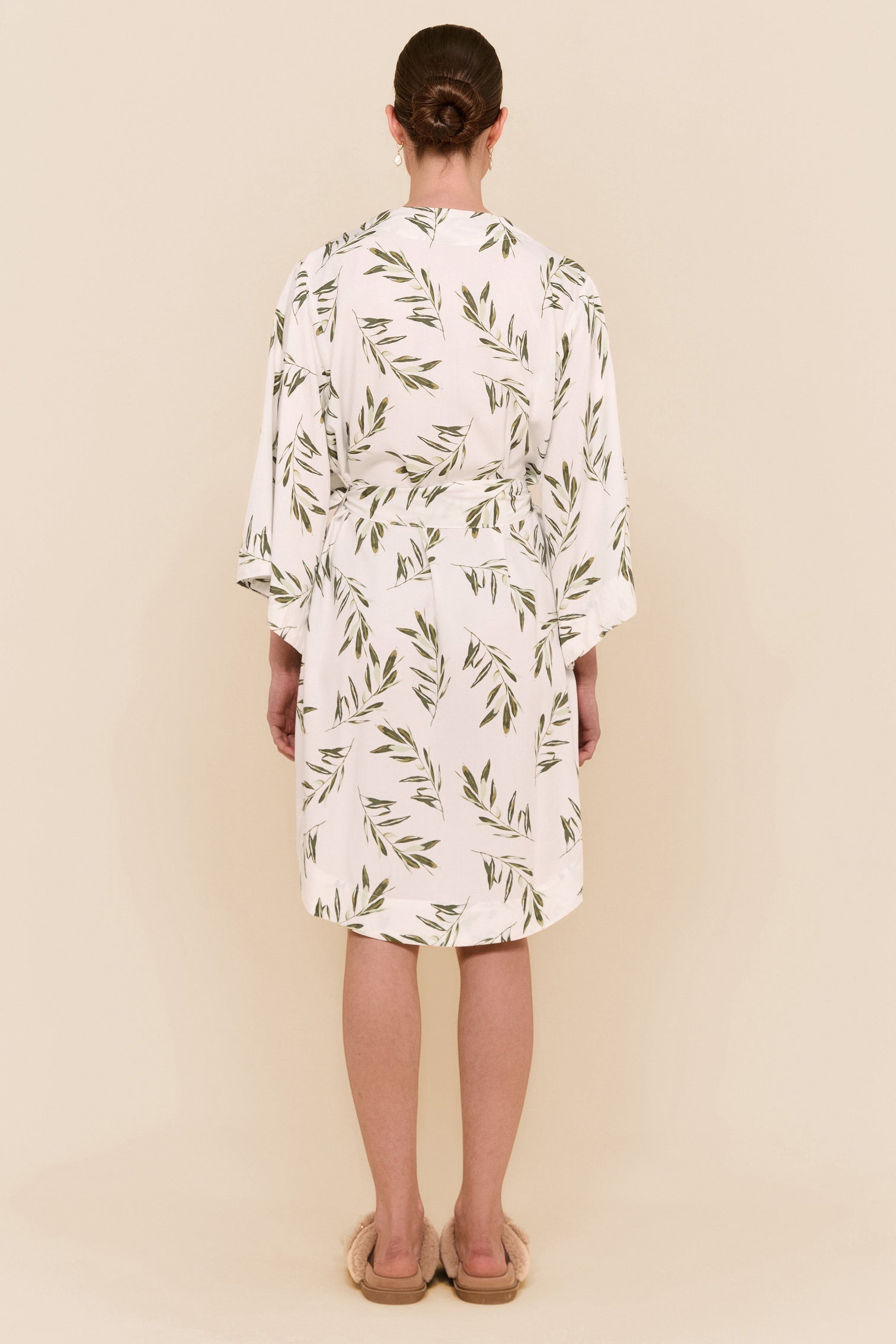 Short Kimono Robe - Olive Leaf – Piyama